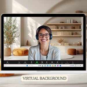 Virtual Background for Zoom and Teams Virtual Meetings | Minimalist Modern Home Office With ...