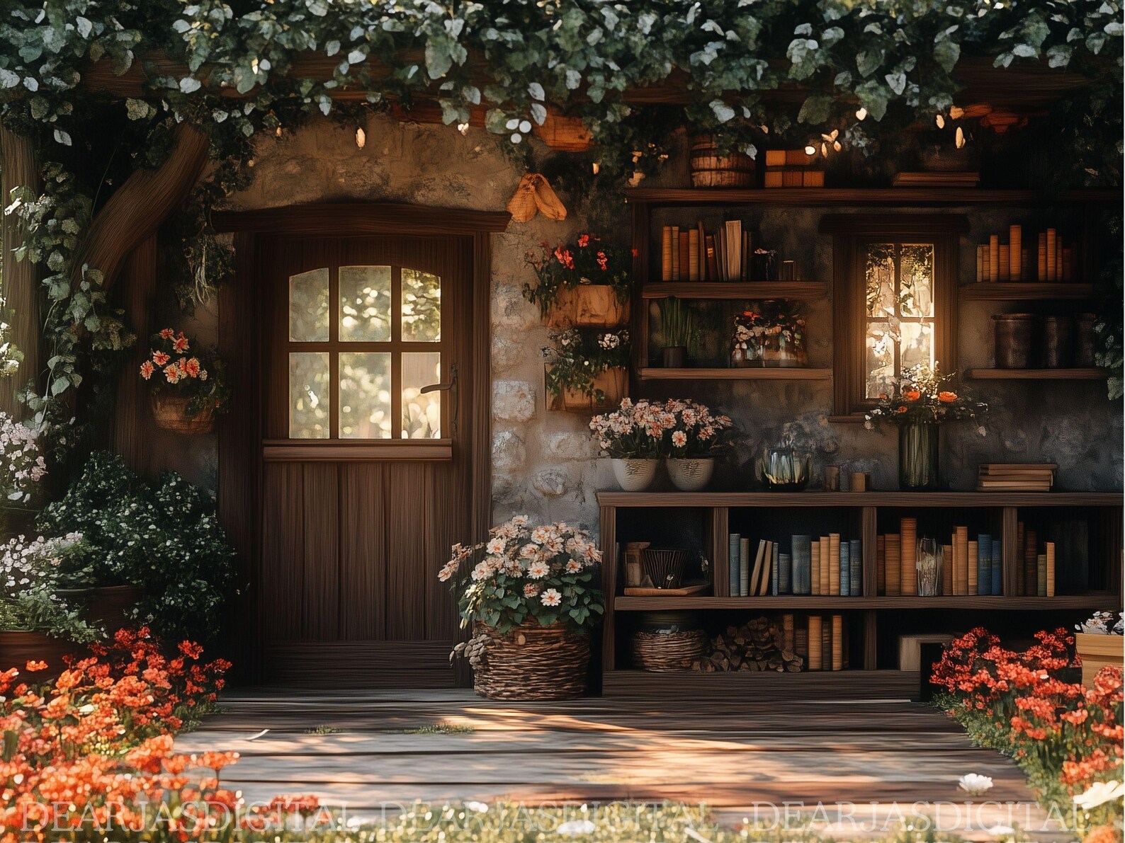 Spring Farmhouse Virtual Background | Rustic Floral Zoom, Teams, Webex ...