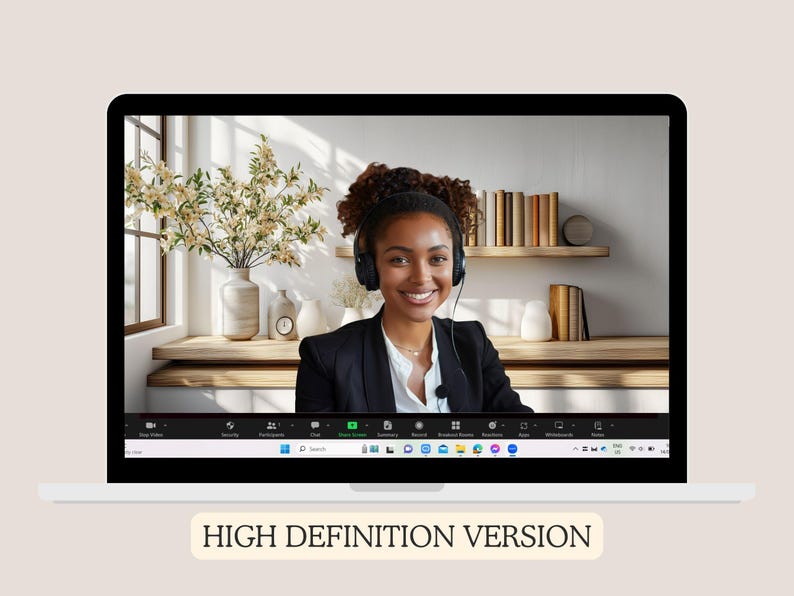 Zoom Background for Interview, Digital Backdrop Professional, Modern Home Office Zoom Background ...