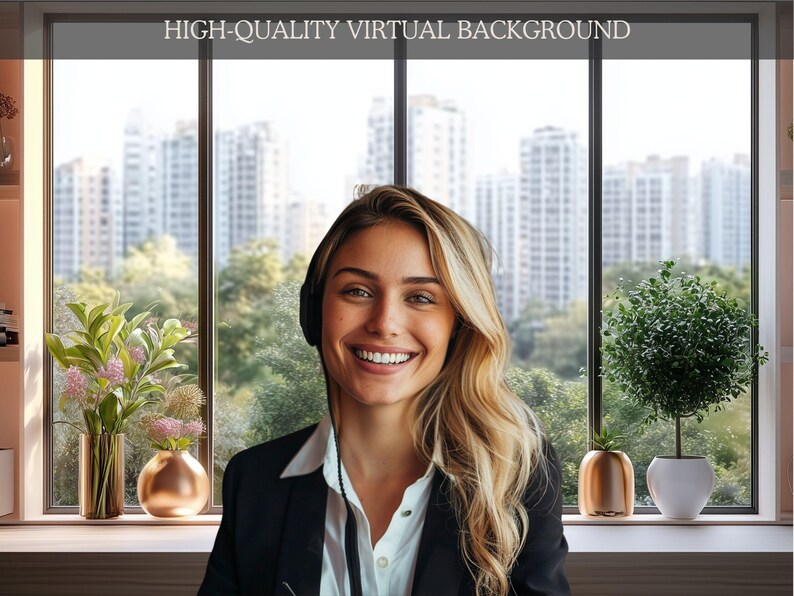 Realistic Window View Virtual Background, Home Office Backdrop (digital ...