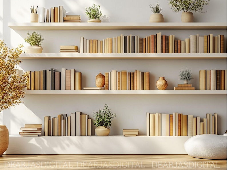 Minimalist Bookshelf Virtual Background | Zoom, Teams (instant Download ...