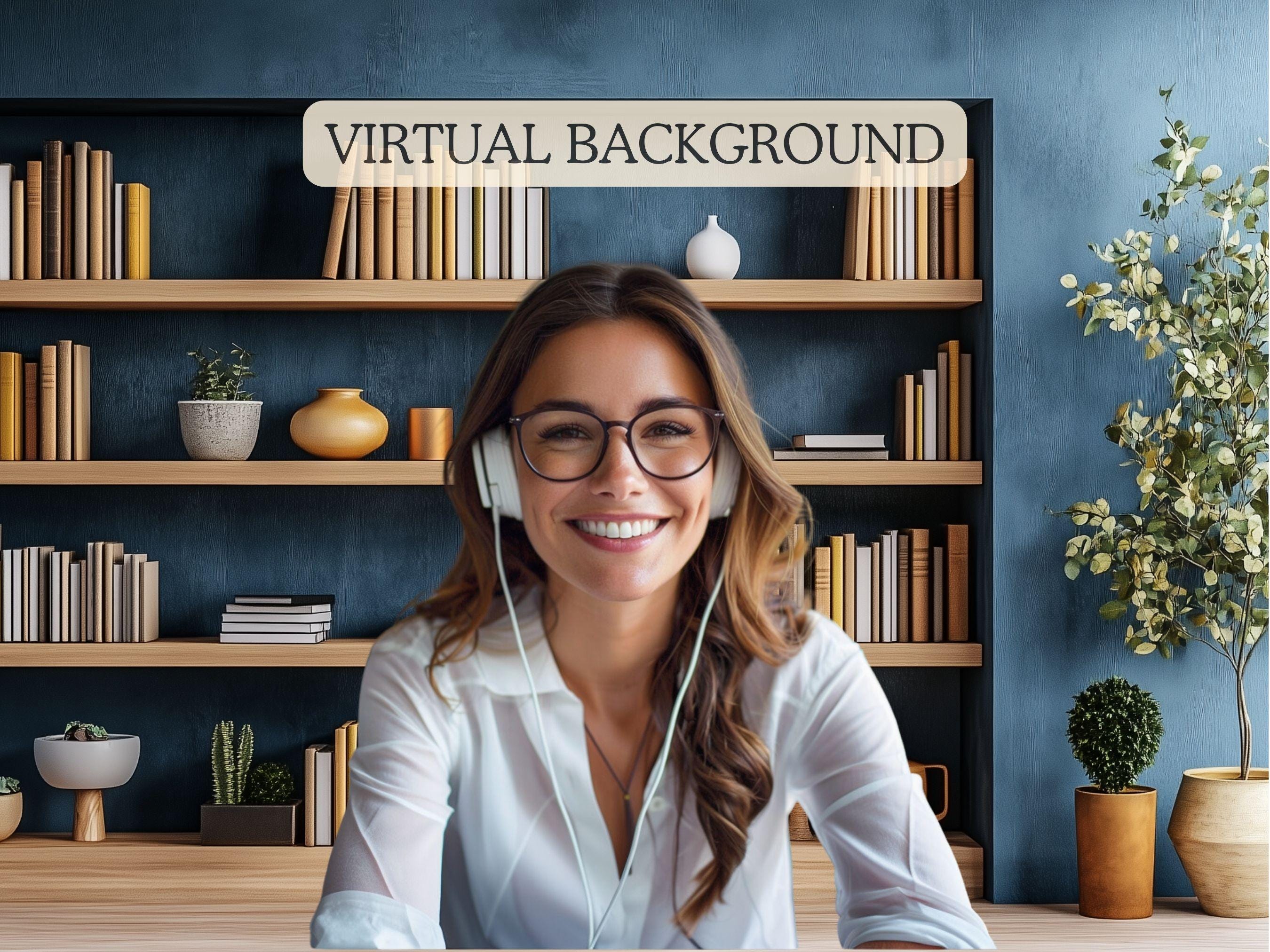 Cozy Bookshelf Zoom Backgrounds | Virtual Background for Video Calls ...