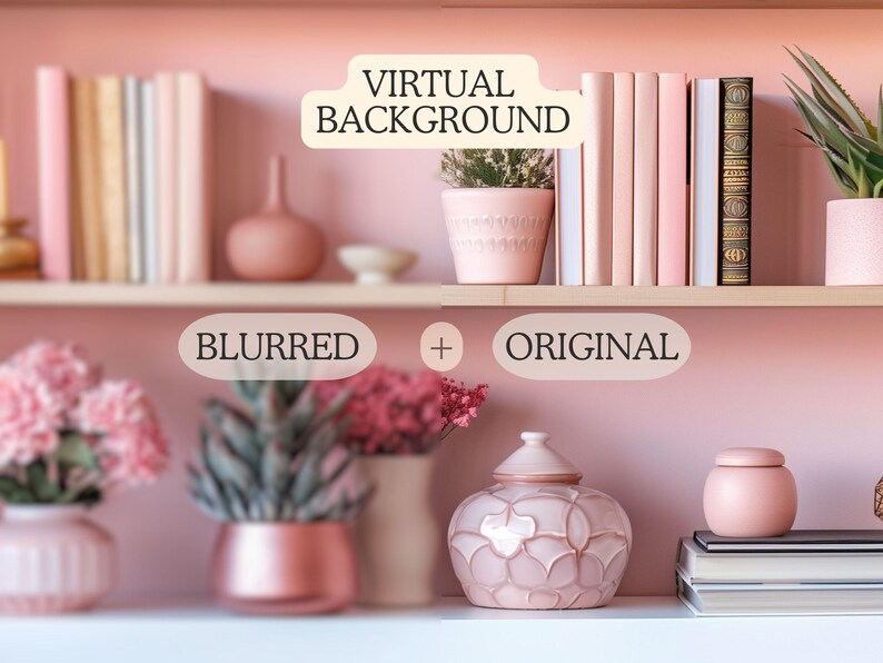 Pink Bookshelf Zoom Background, Home Office Decor (digital Download ...