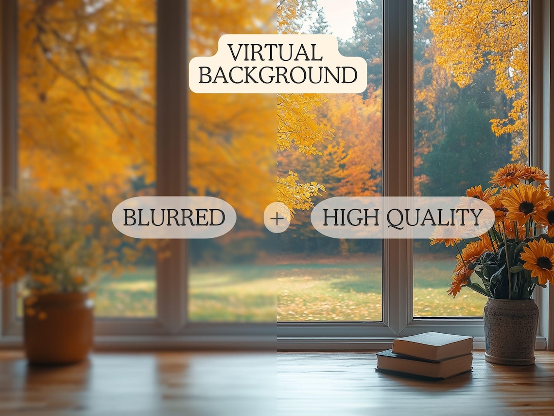 Cozy Autumn Wallpaper | Fall Trees Window Virtual Background for Zoom ...