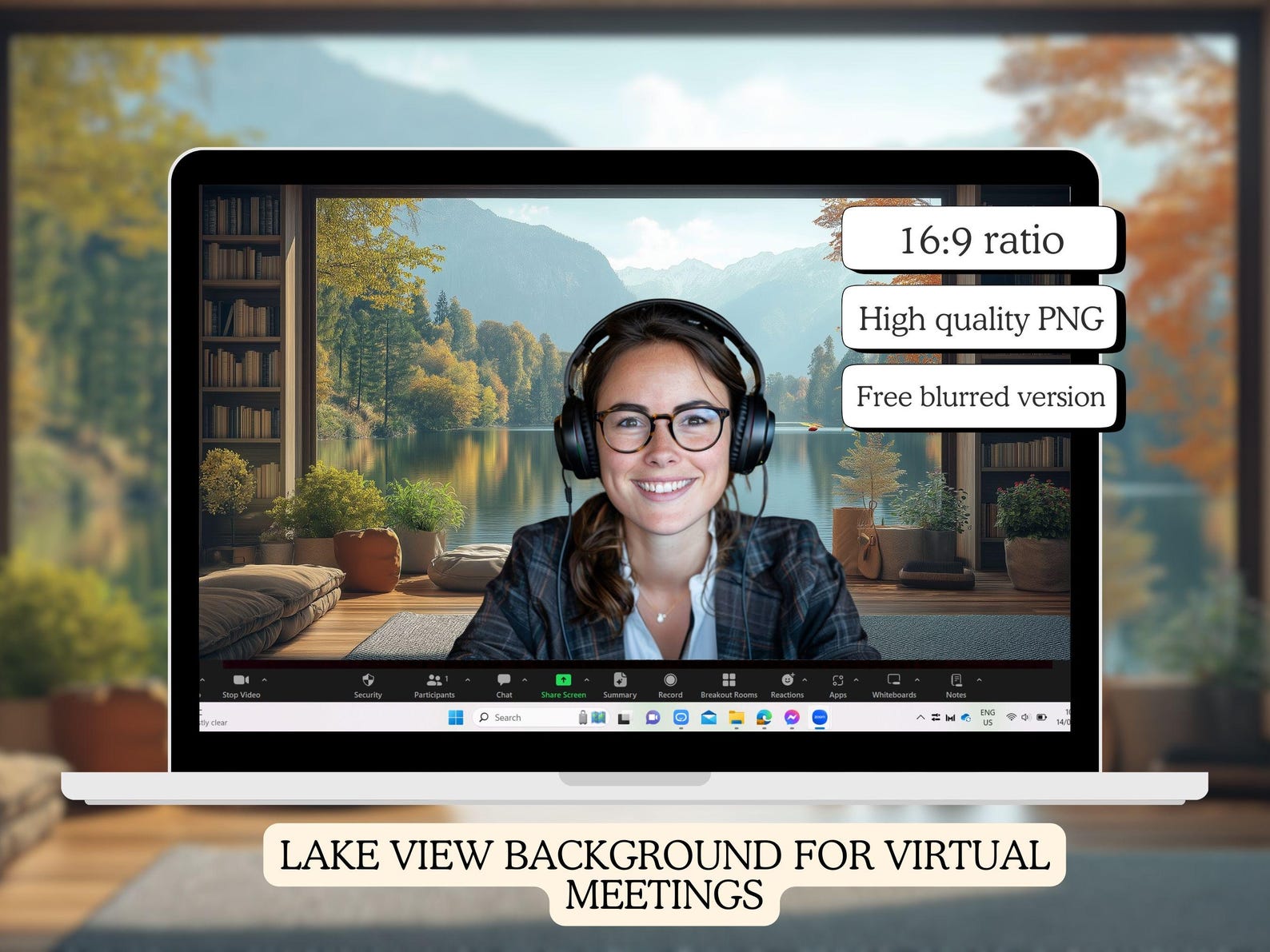Lake View Virtual Background for Zoom, Teams, Meets, Webex | 16:9 Ratio ...
