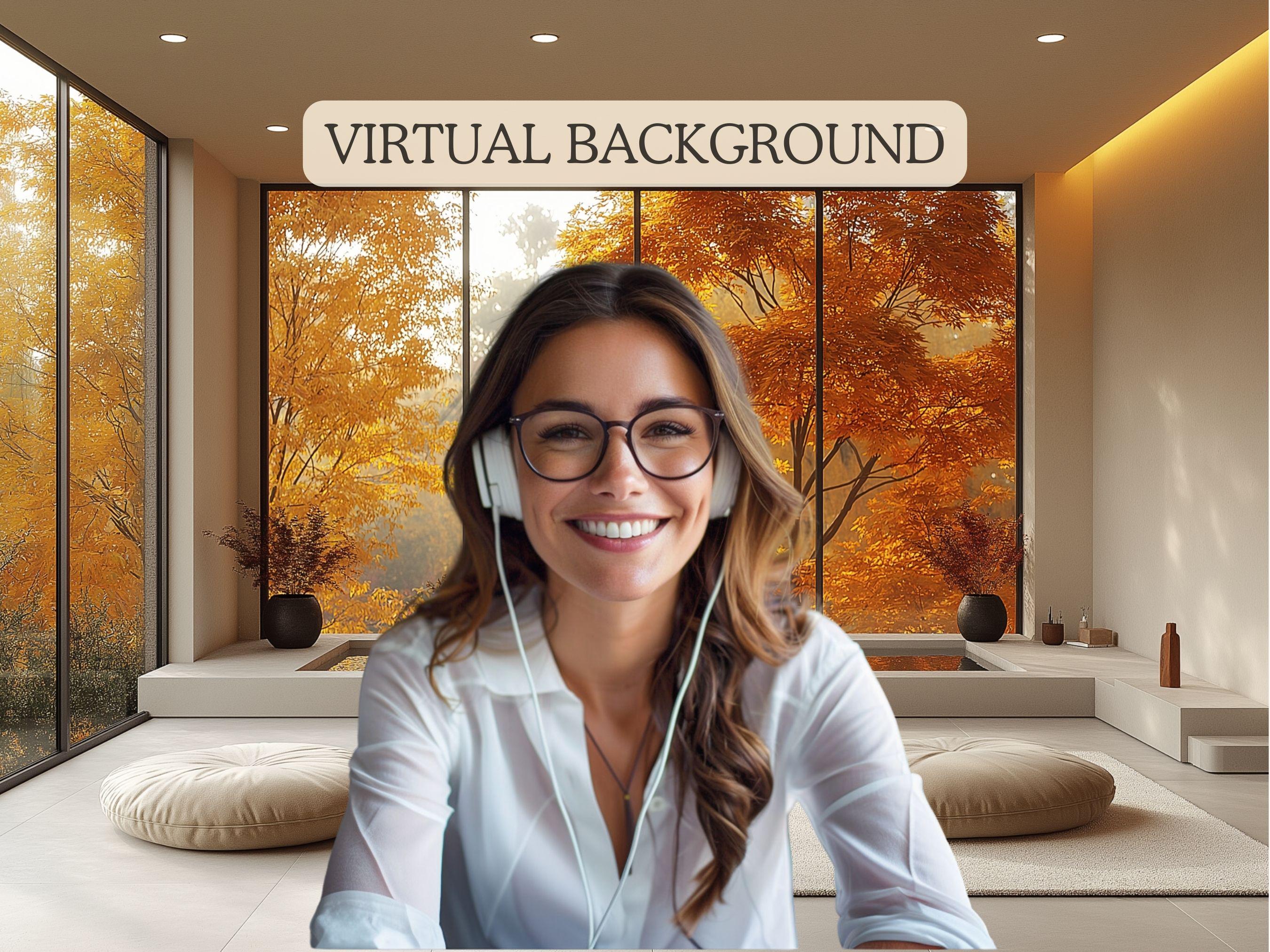 Fall Trees Window Virtual Background Autumn Scenic Backdrop for Zoom ...