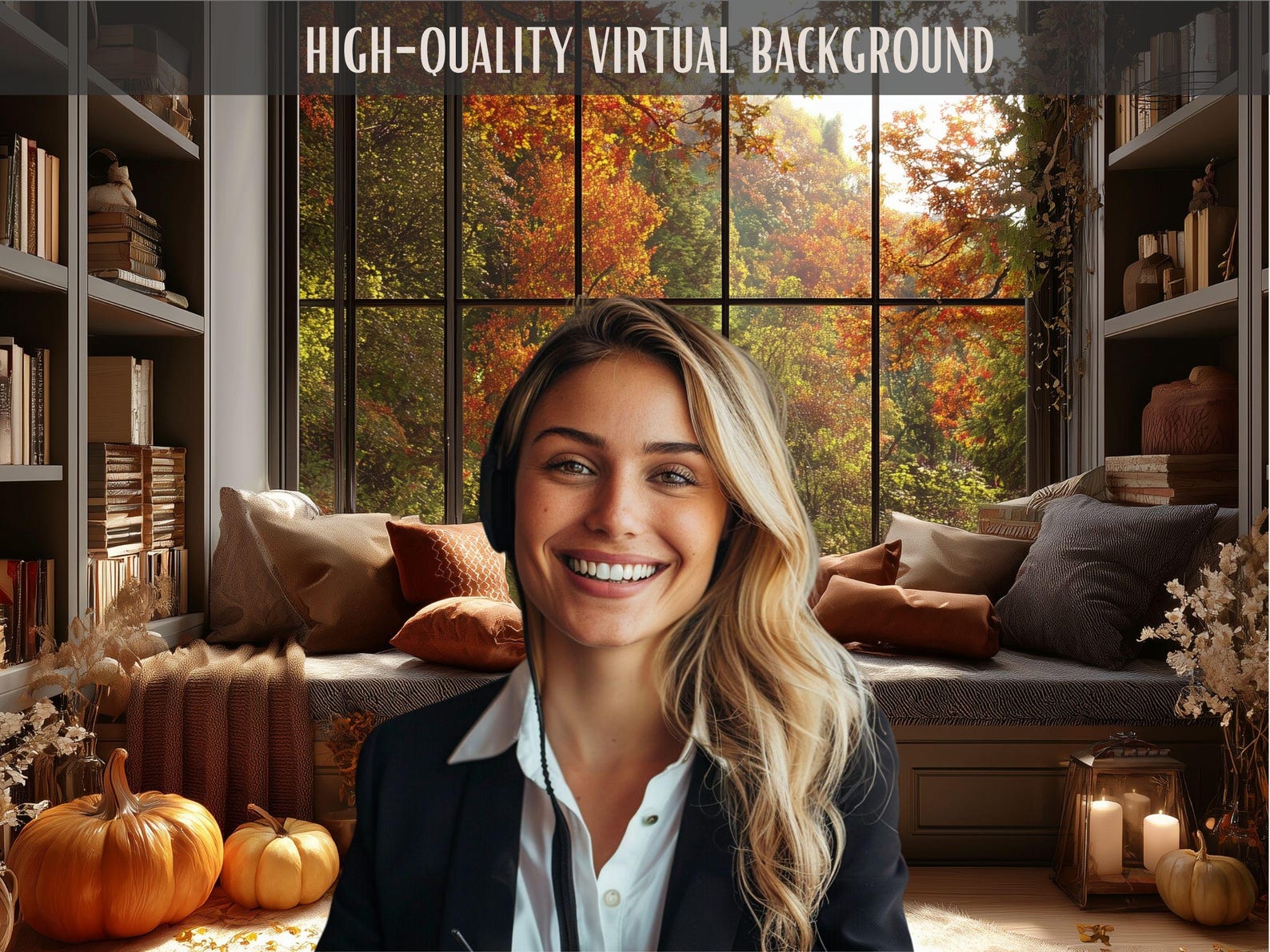 Autumn Apartment Virtual Background Zoom Meetings, Cozy Fall Home ...