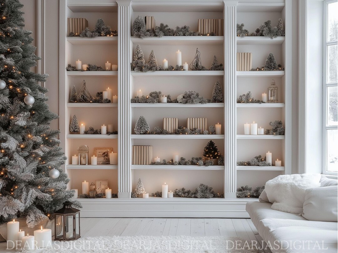 Winter Bookshelf Virtual Background Zoom Meetings, Christmas Themed ...