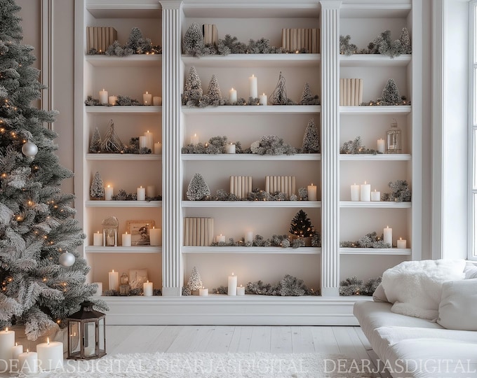 Virtual Winter Bookshelf Background for Zoom Meetings, Home Office ...
