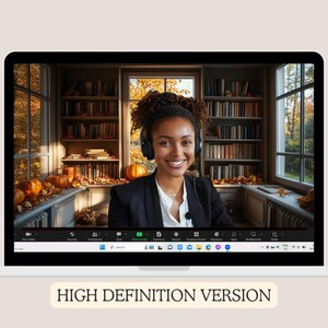 Autumn Theme Bookshelf Virtual Background | Cozy Fall Backdrop for Zoom ...