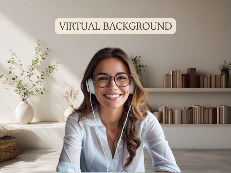 Virtual Background for Zoom and Teams Virtual Meetings | Minimalist Modern Home Office With ...