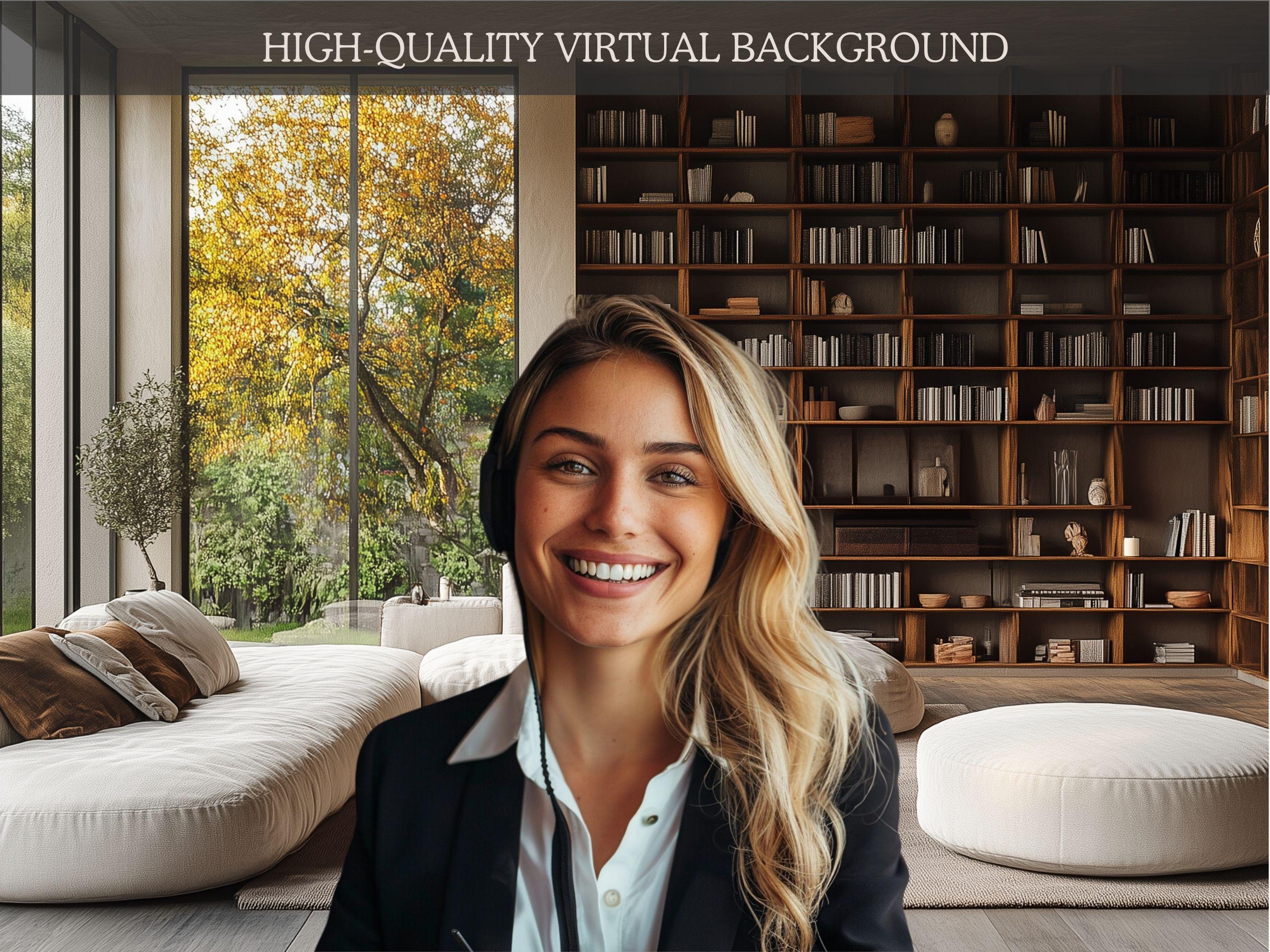 Realistic Home Library Virtual Background for Zoom (digital Download ...