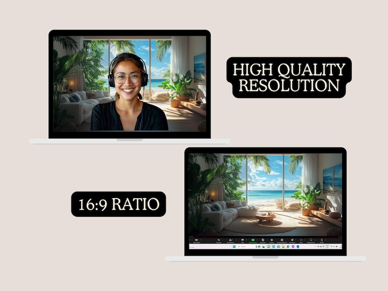 Virtual Background Beach View Living Room | Scenic Coastal Digital ...