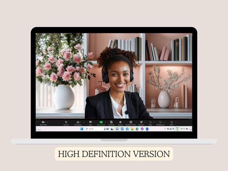 Chic Office Decor Virtual Office Background Zoom Home Office Virtual ...