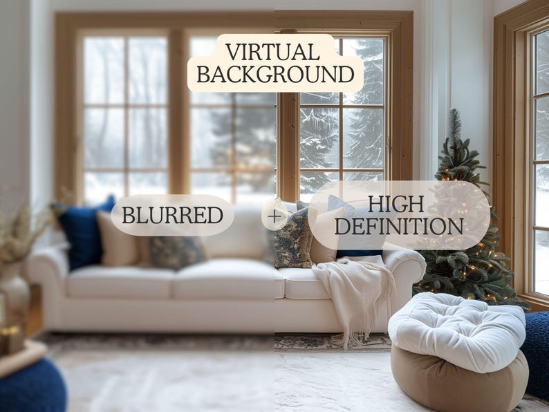 Cozy Winter Zoom Background | Christmas Digital Backdrop | Modern Home ...