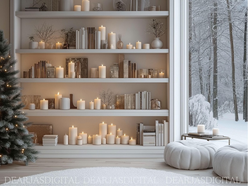 Modern Home Office Zoom Background | Christmas Virtual Backdrop | Cozy ...