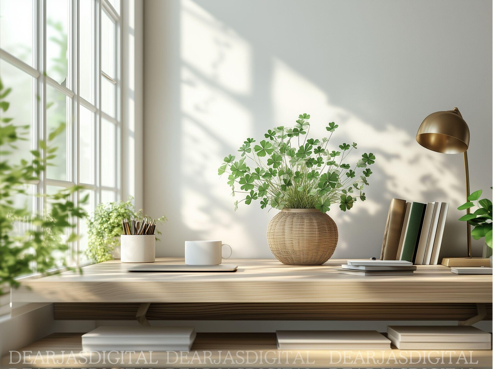 Minimalist St. Patrick's Day Virtual Background | Modern Home Office ...