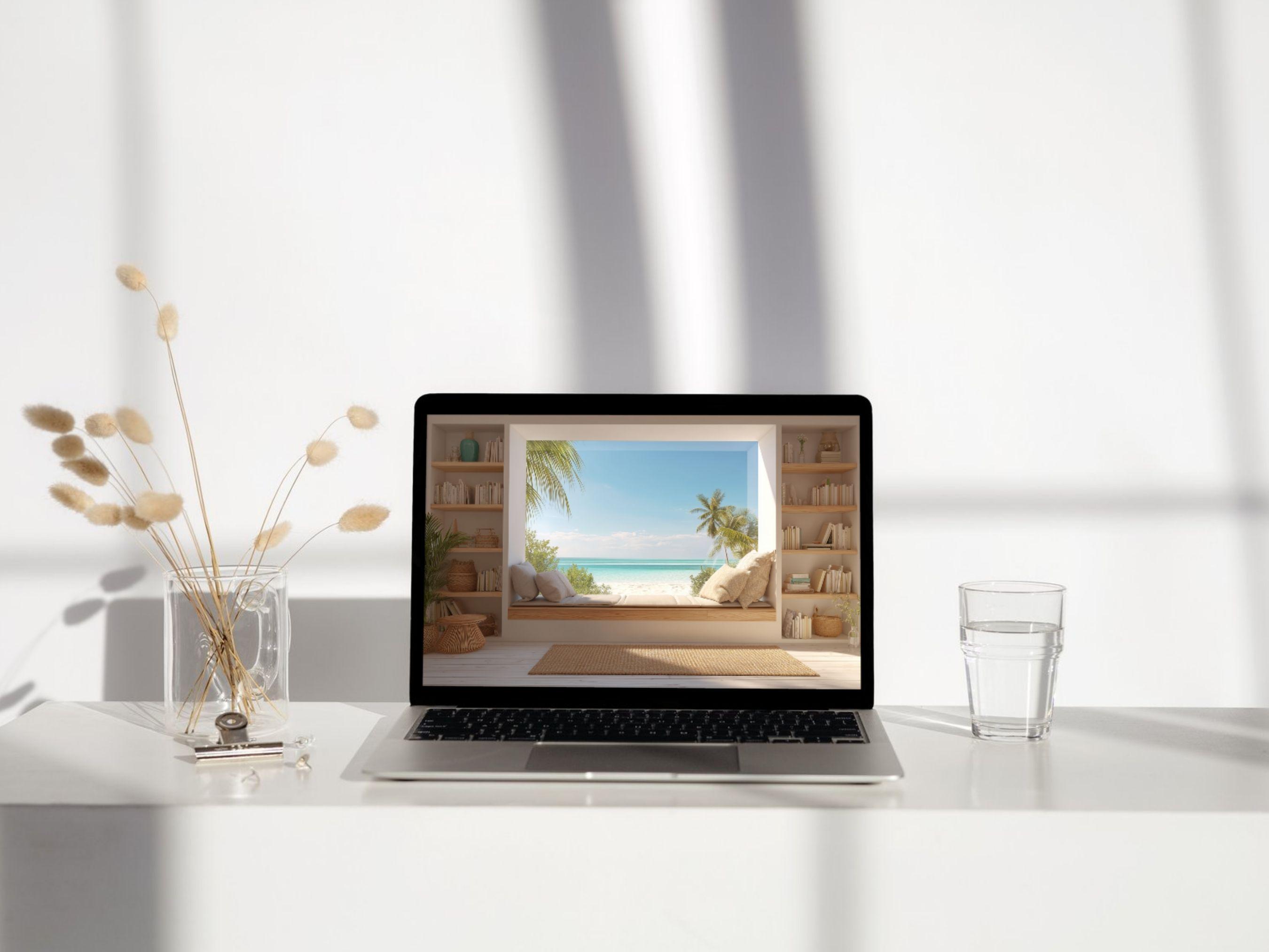 Virtual Zoom Background With Tropical Beach Window View | Realistic ...