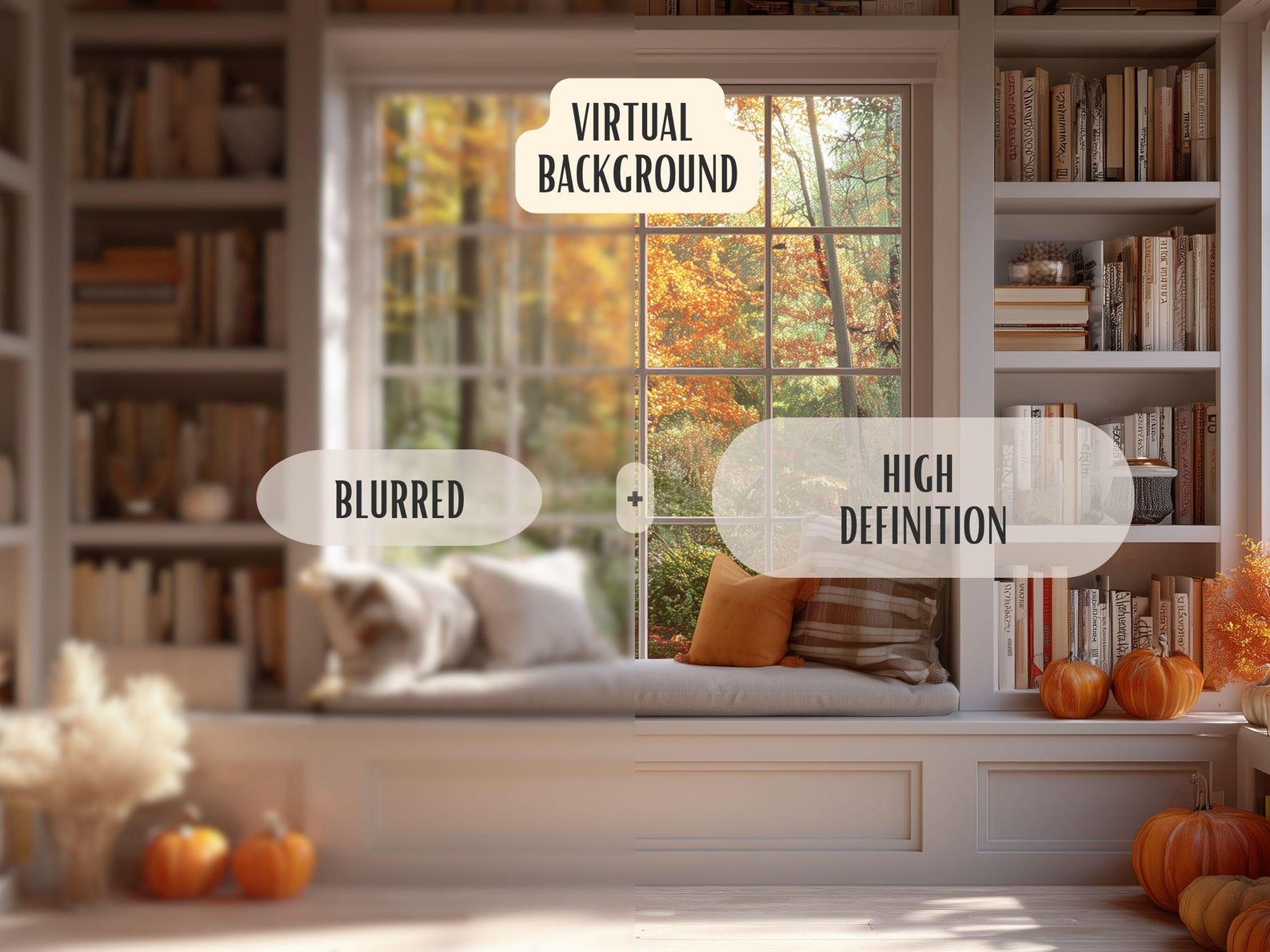 Zoom Background Cozy Fall Backdrop Autumn Home Office Decor Virtual ...