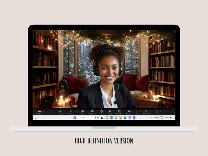 Winter Zoom Background Holiday Season Realistic Backdrop Remote Work ...