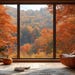 Fall Trees Window Zoom Background | Autumn Scenic Backdrop (digital ...