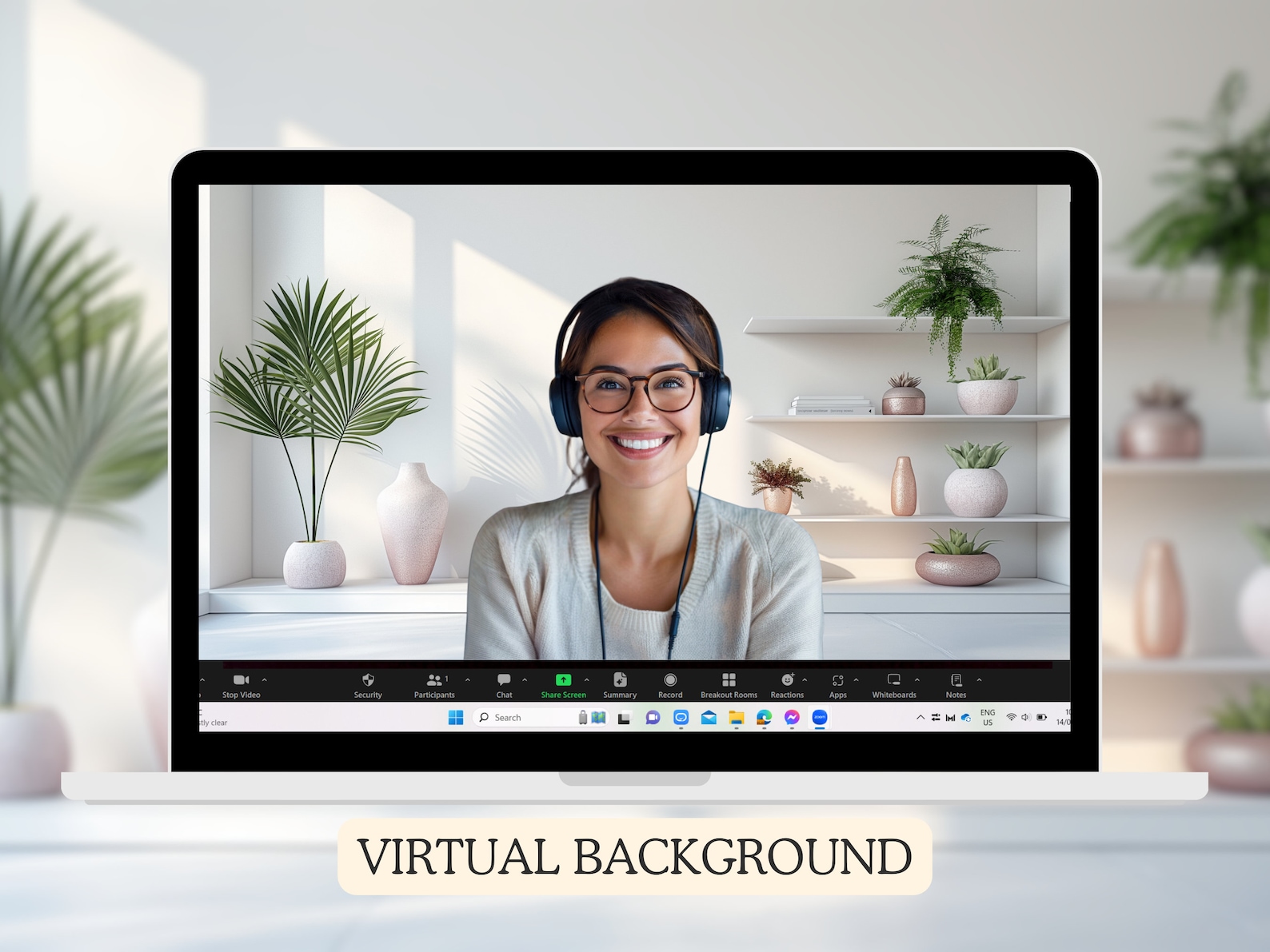 Zoom Background Home Office, Virtual Background for Video Calls, Cozy ...