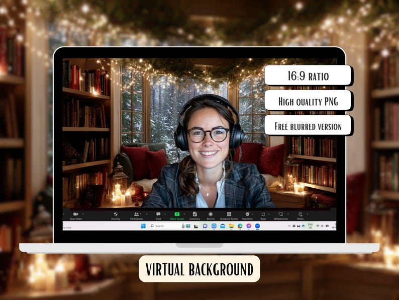 Winter Zoom Background Holiday Season Realistic Backdrop Remote Work ...
