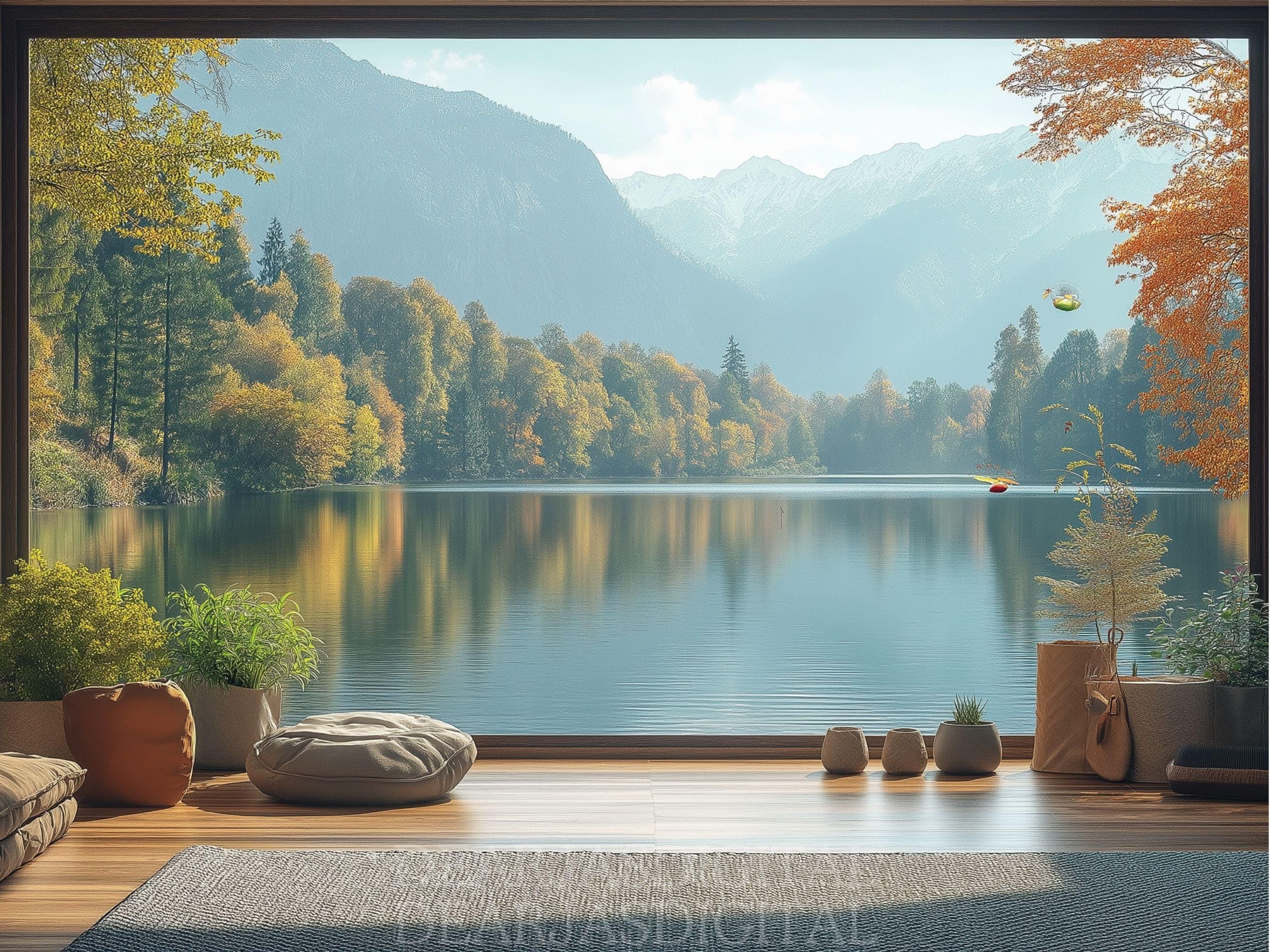 Lake View Virtual Background for Zoom, Teams, Meets, Webex | 16:9 Ratio Scenic Nature Backdrop ...