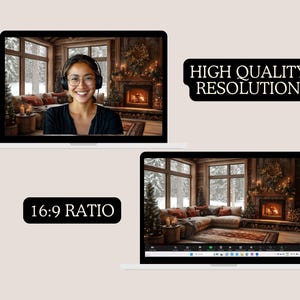 Christmas Zoom Backgrounds | Rustic Winter Cabin | Realistic Home | Teams Background | Winter ...