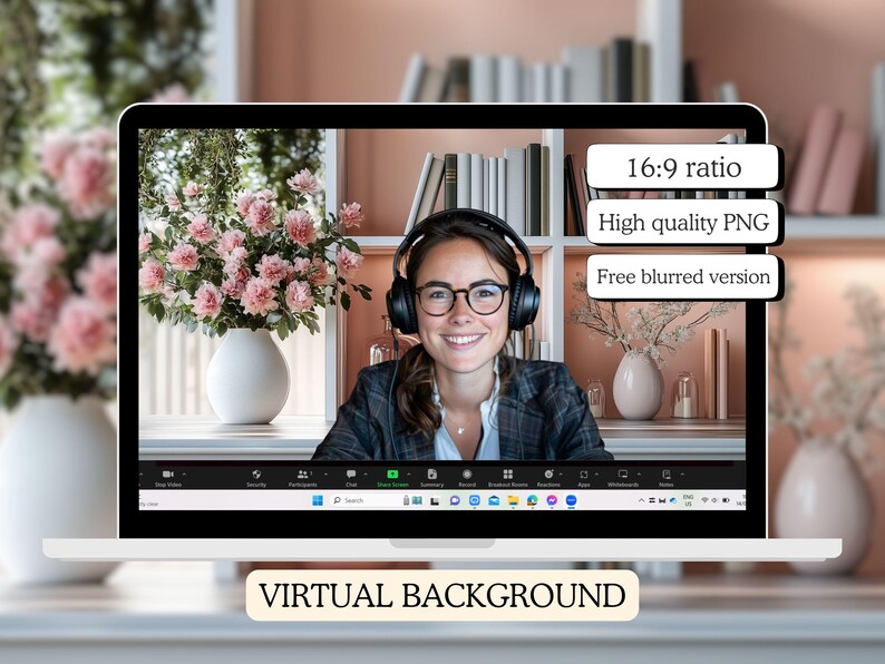 Chic Office Decor Virtual Office Background Zoom Home Office Virtual ...