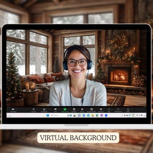 Christmas Zoom Backgrounds | Rustic Winter Cabin | Realistic Home | Teams Background | Winter ...