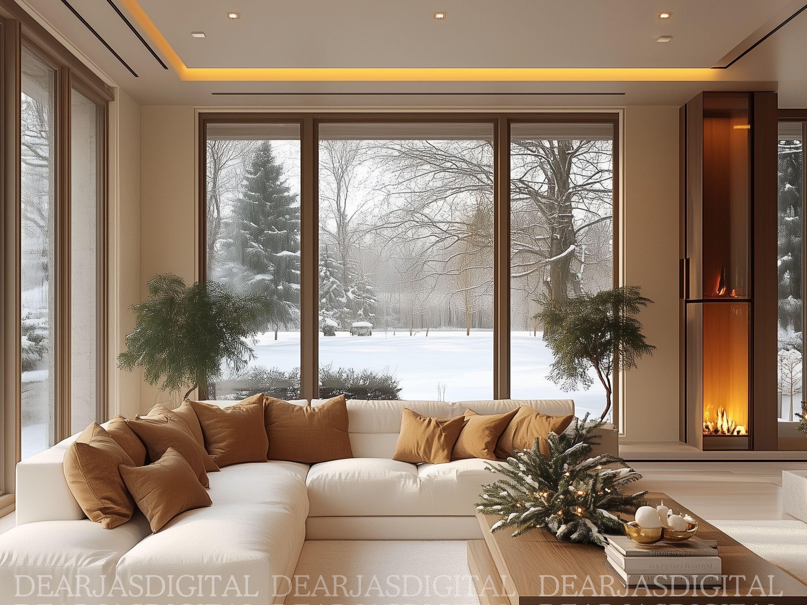 Christmas Zoom Backgrounds Holiday Season Backdrop Realistic Home Teams Background Winter Modern ...