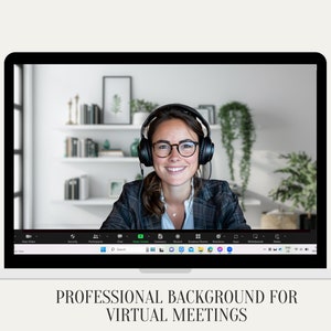 Bookshelf Zoom Background, Home Office Virtual Backdrop (digital ...