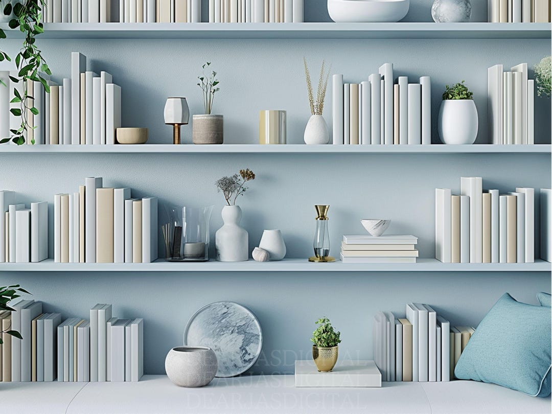 Blue Bookshelf Zoom Background, Virtual Office Backdrop (PNG) - Etsy ...