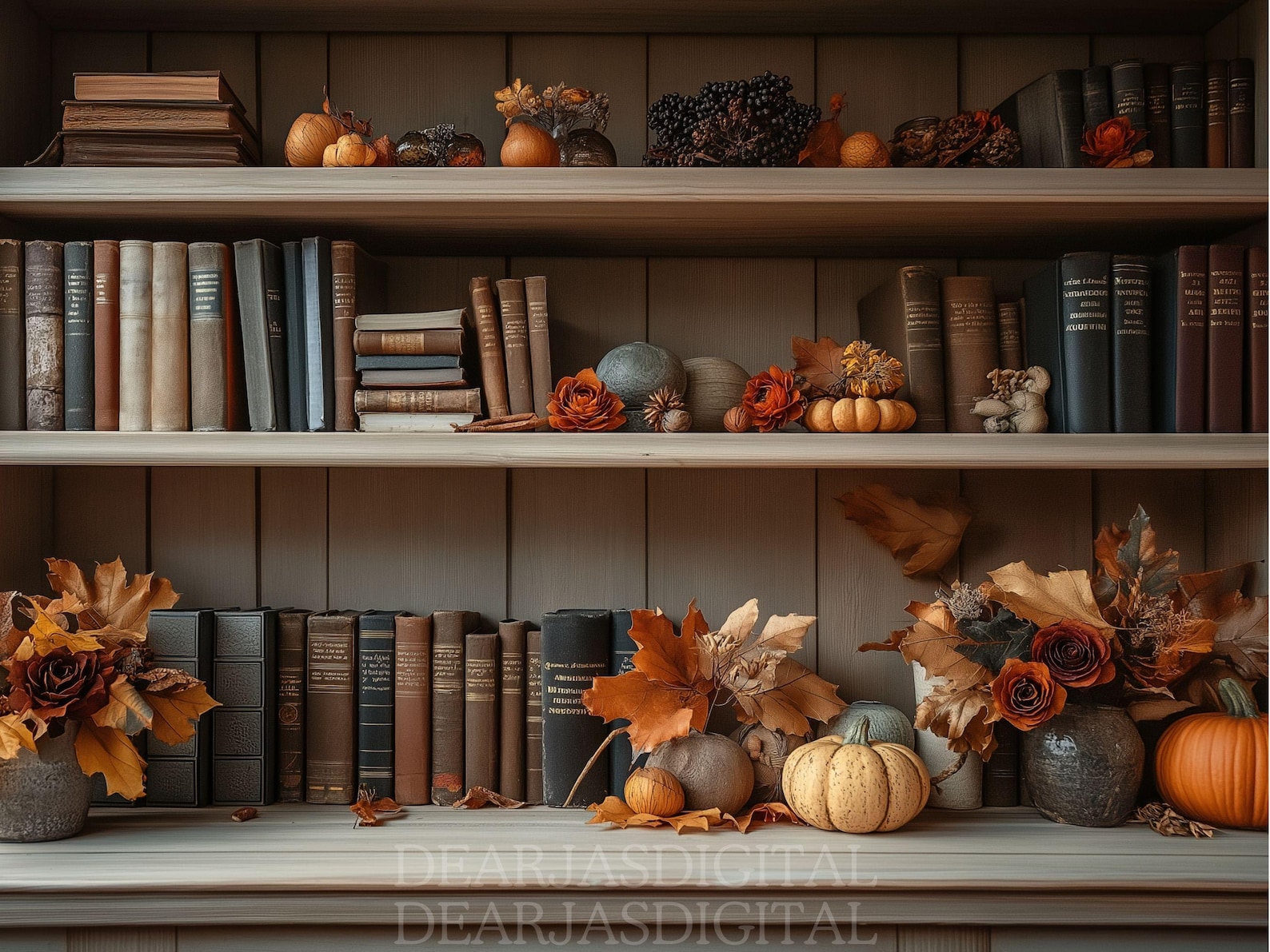 Autumn Bookshelf Virtual Background | Cozy Fall Theme (digital Download ...