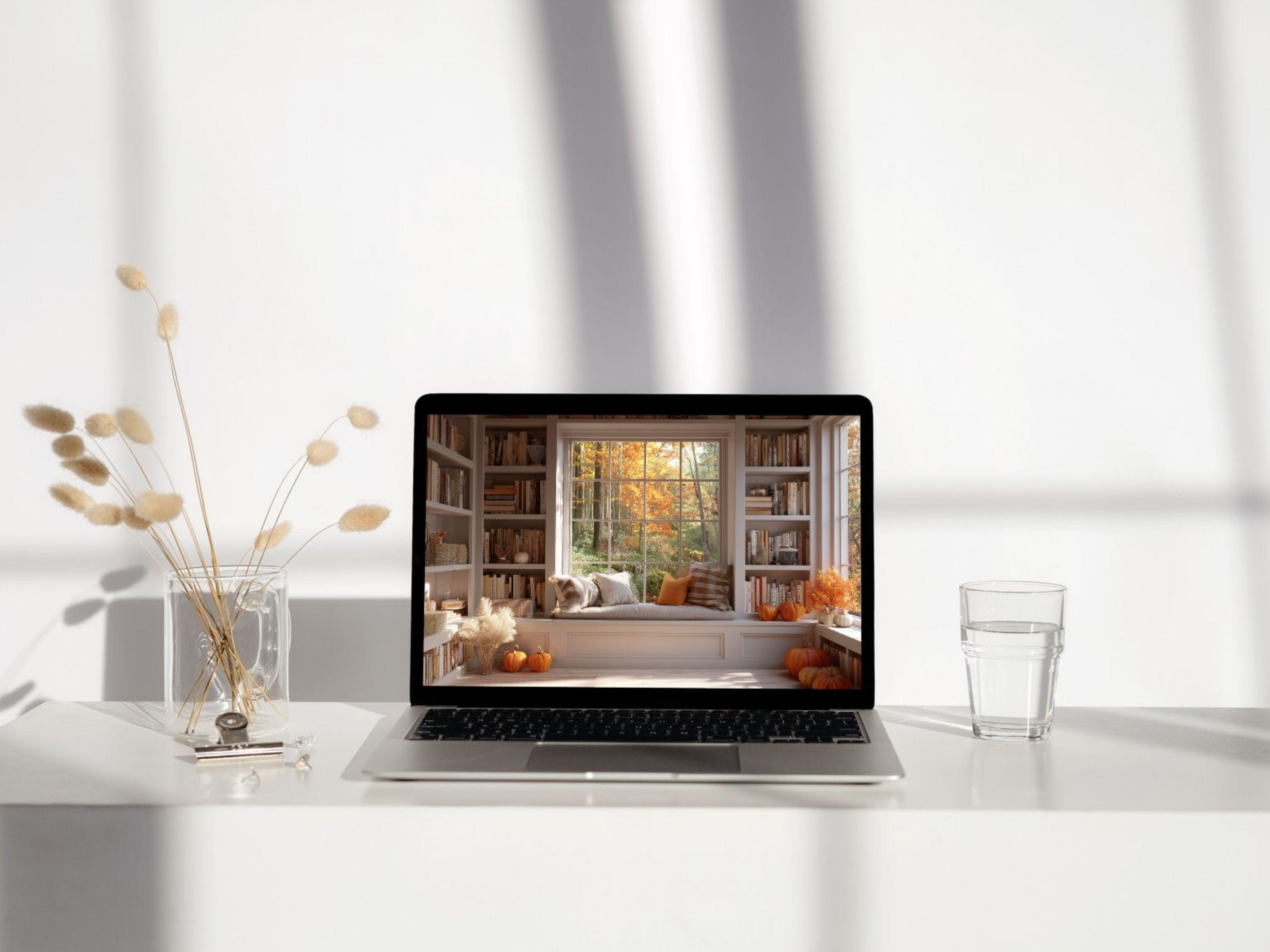 Zoom Background Cozy Fall Backdrop Autumn Home Office Decor Virtual ...