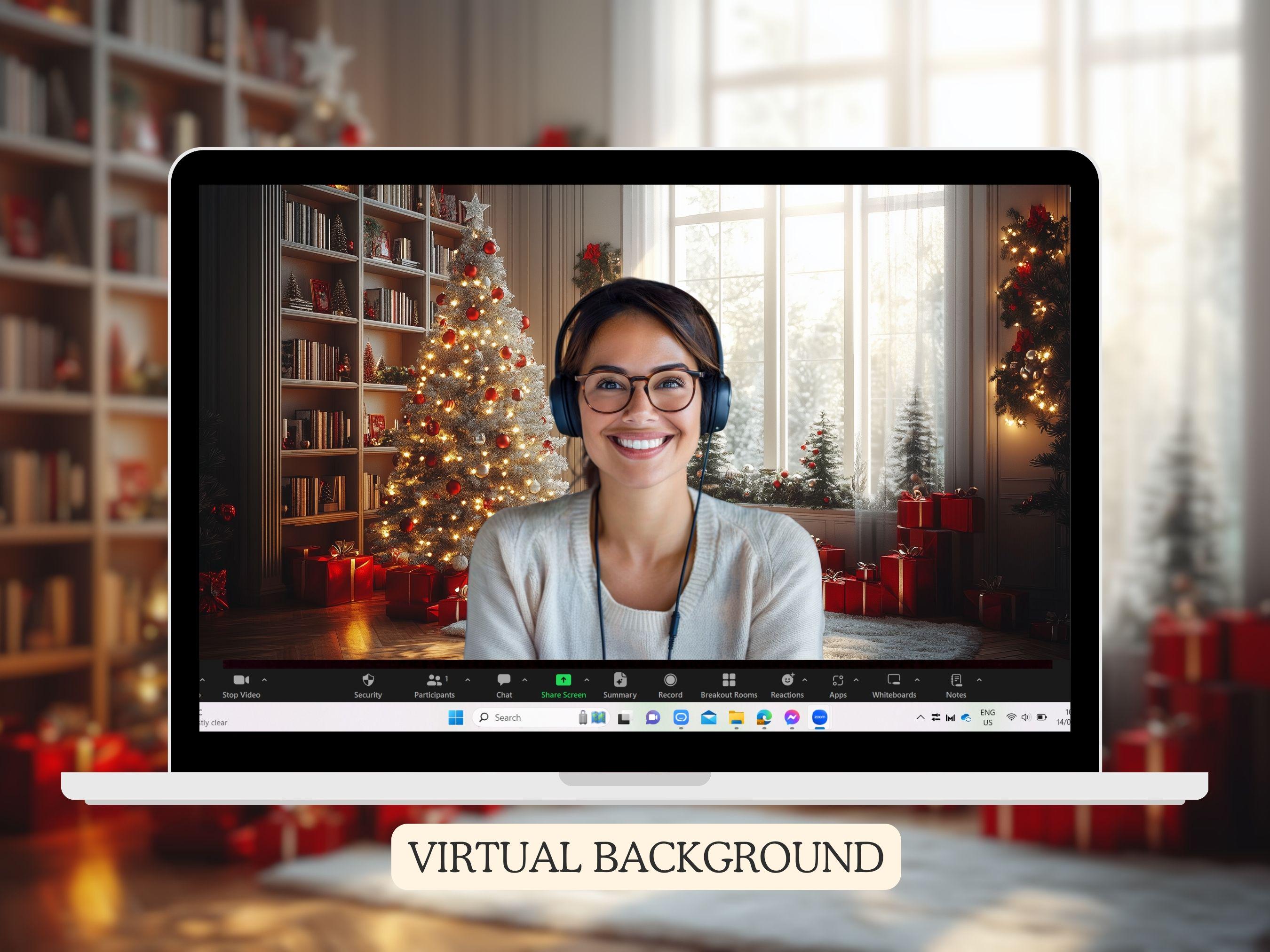 Modern Christmas Home Office Zoom Background | Holiday Virtual Meeting ...