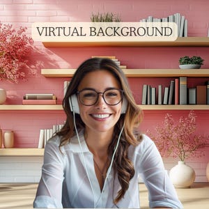 Zoom Background | Pink Cozy Home Office | Virtual Meeting Backdrop ...