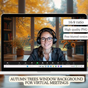 Cozy Autumn Wallpaper | Fall Trees Window Virtual Background for Zoom ...