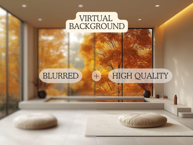 Fall Trees Window Virtual Background Autumn Scenic Backdrop for Zoom ...