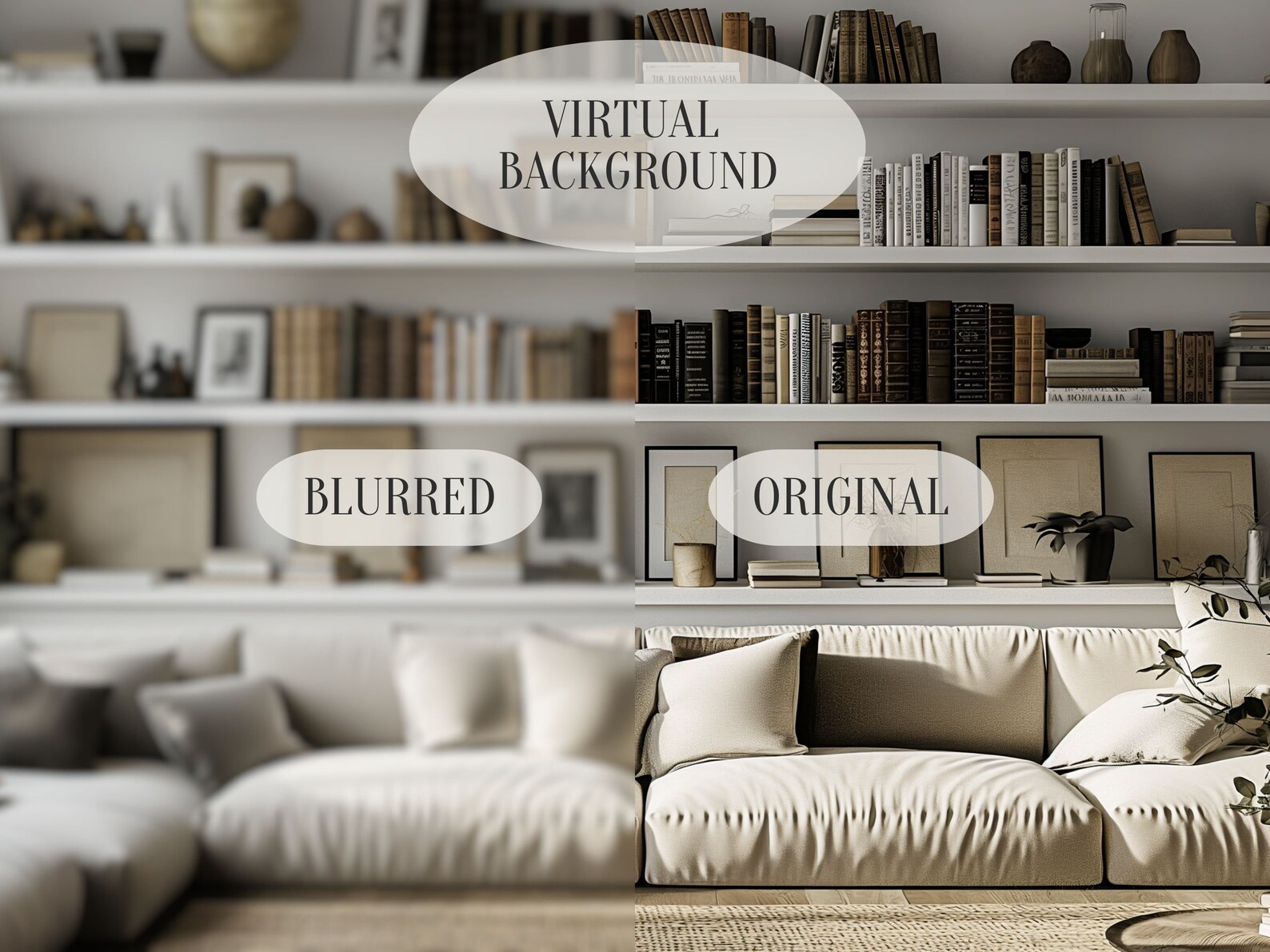 Zoom Background Bookcase, Virtual Background for Video Conference ...