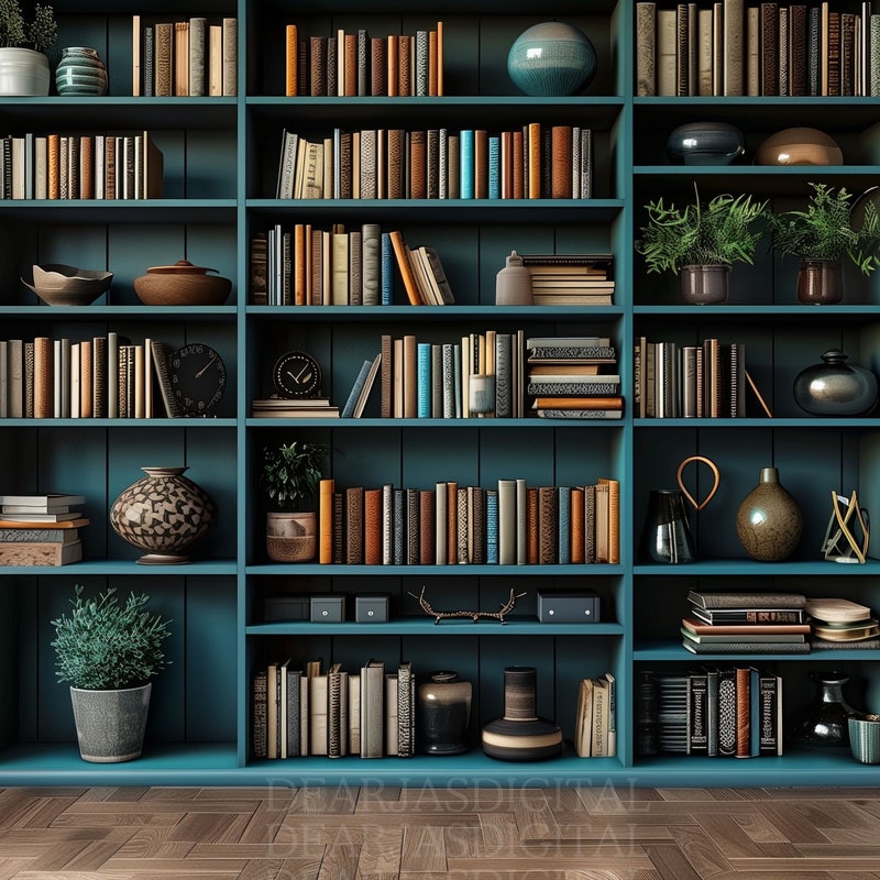 Bookshelf Wallpaper - Etsy
