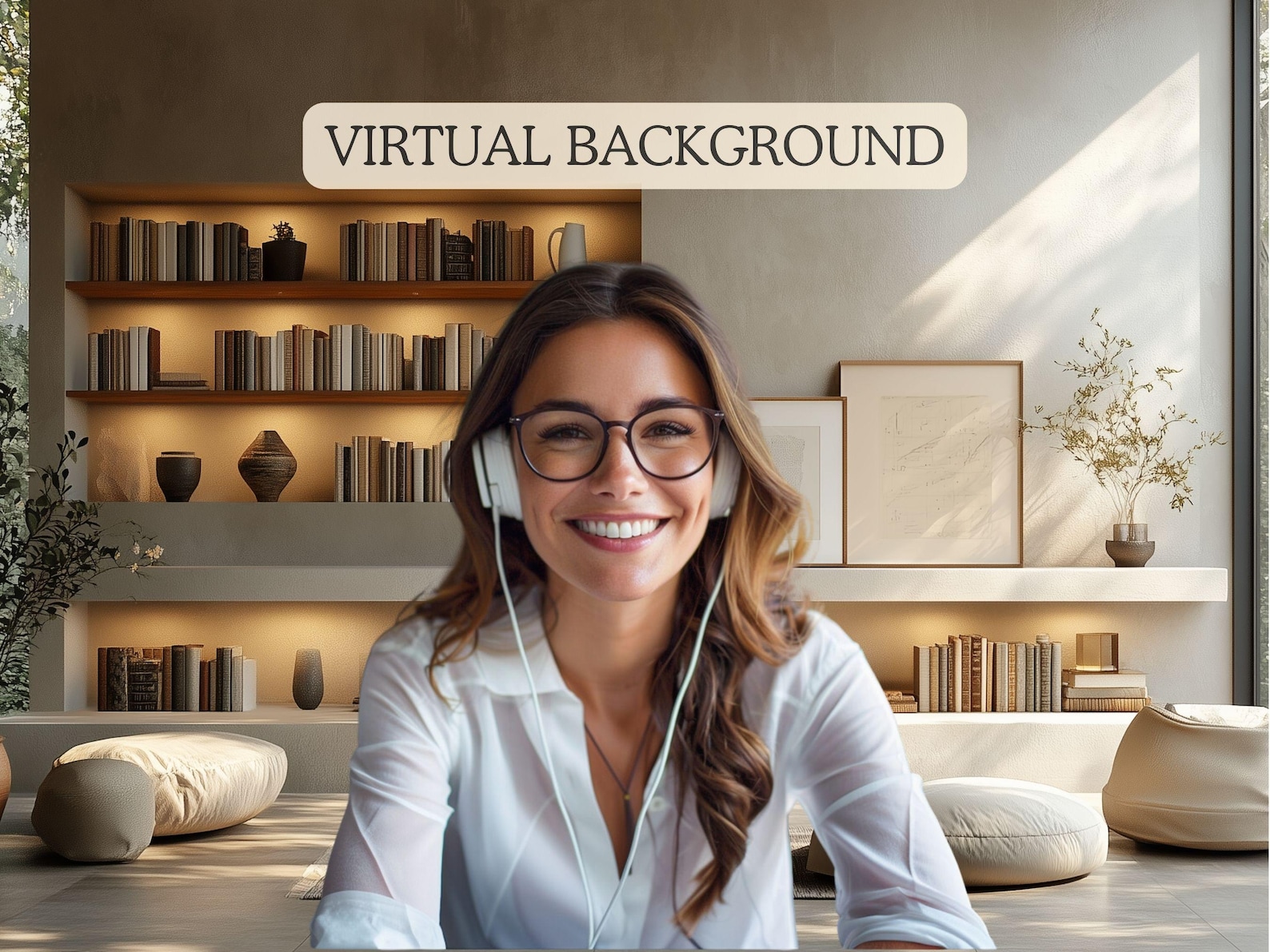 Zoom Background Home Office Blurred | Modern Virtual Backdrop for Video ...