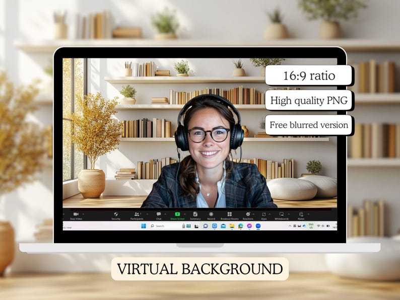 Minimalist Bookshelf Virtual Background | Zoom, Teams (instant Download ...