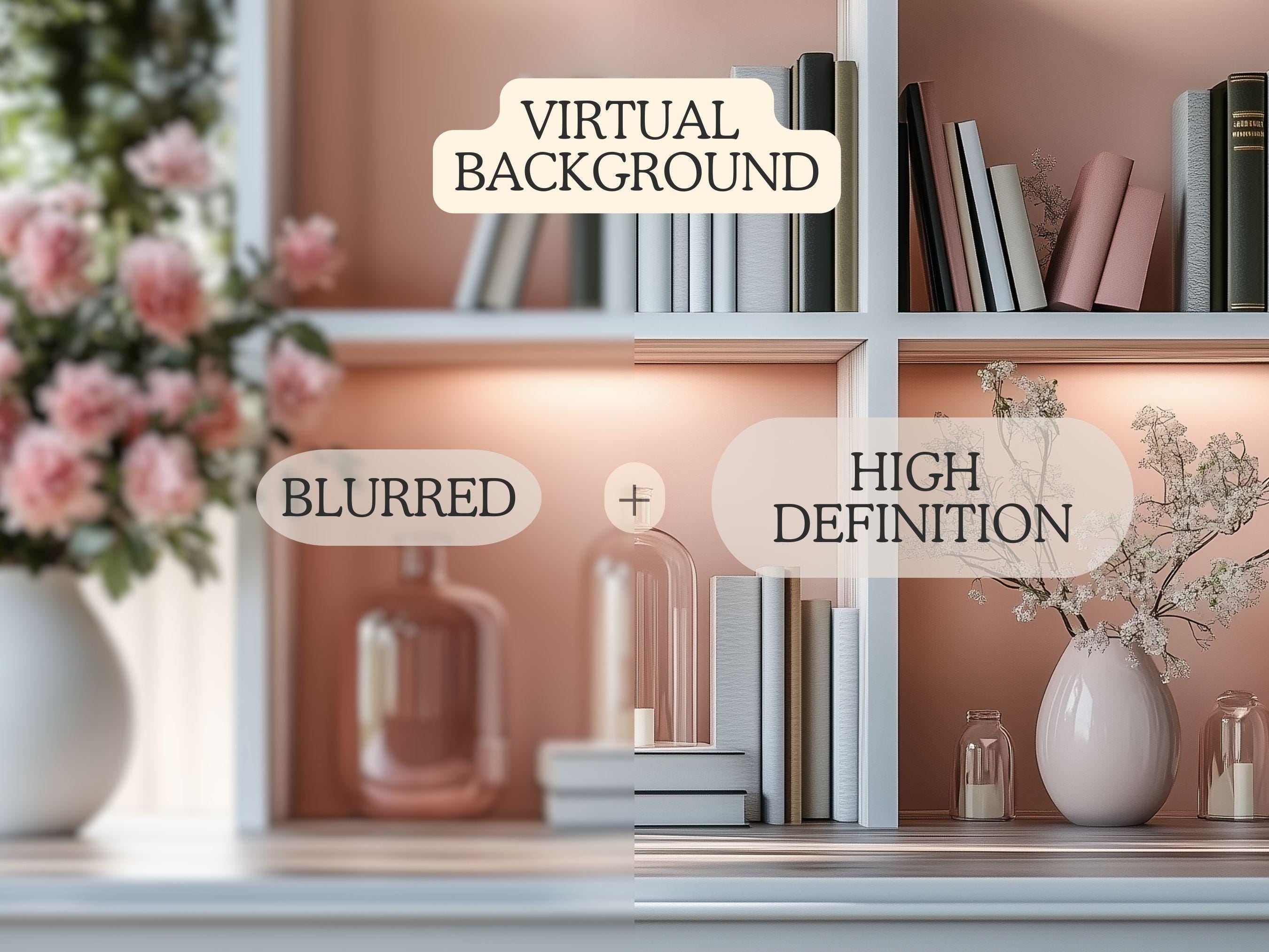 Chic Bookshelf Virtual Background, Elegant Pink Tones (digital Download ...