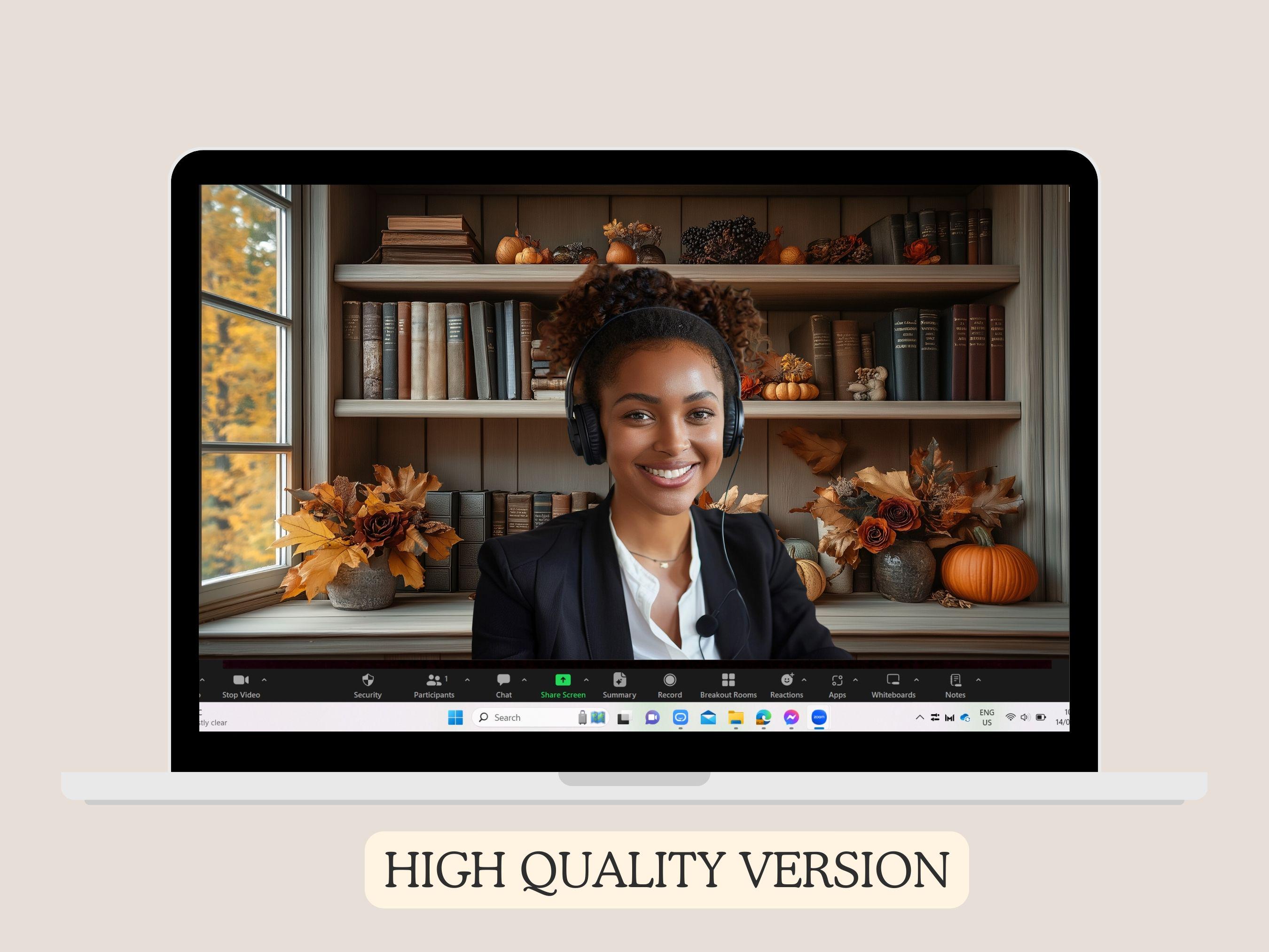 Autumn Bookshelf Virtual Background | Cozy Fall Theme (digital Download ...