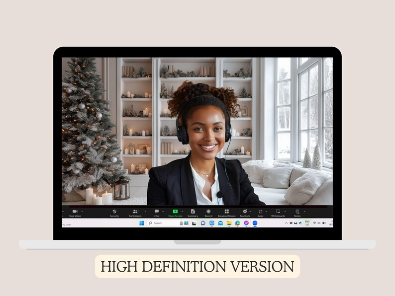 Winter Bookshelf Virtual Background Zoom Meetings, Christmas Themed ...