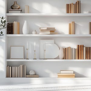 Virtual Background - White Modern Shelving | Digital Backdrop for Zoom ...