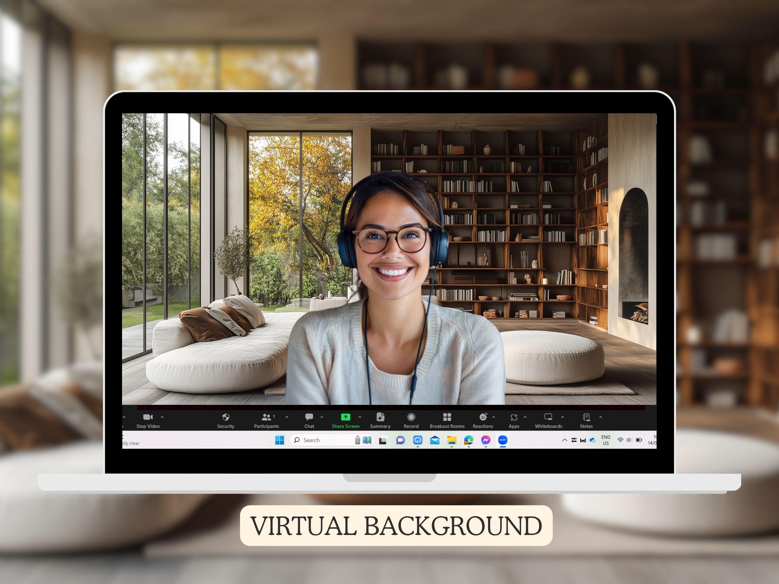 Realistic Home Library Virtual Background for Zoom (digital Download ...