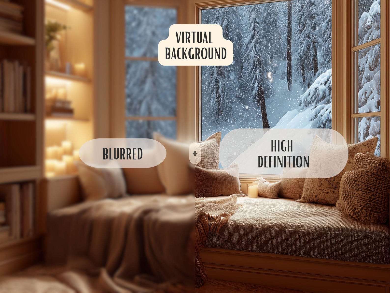 Winter Zoom Background Holiday Season Realistic Backdrop Remote Work ...